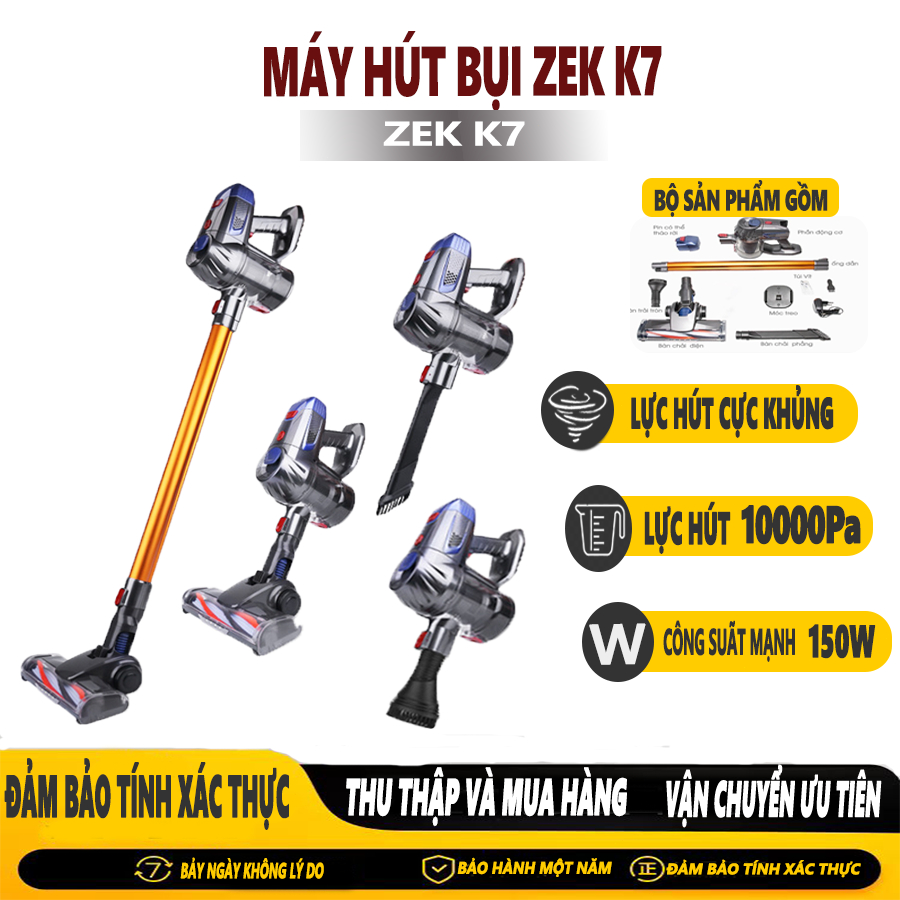 Máy Hút Bụi Zek - K7 Máy Hút Bụi Không Dây Đa Năng Không Gây Ồn Lực Hút Mạnh [Bảo Hành 1 Năm ...
