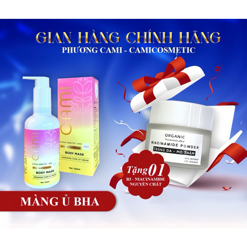 Màng ủ BHA, Kem ủ tắm trắng body ALPHA ARBUTIN CAMI COSMETIC ( ủ trắng ...