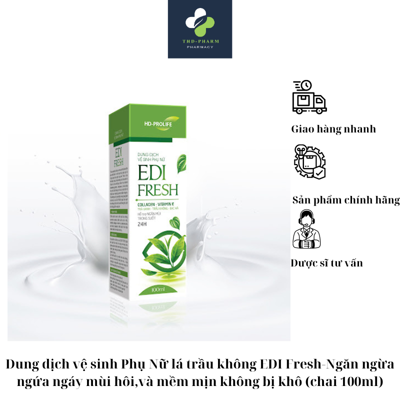 Dung dịch vệ sinh Phụ Nữ lá trầu không EDI Fresh-Ngăn ngừa ngứa mùi hôi ...