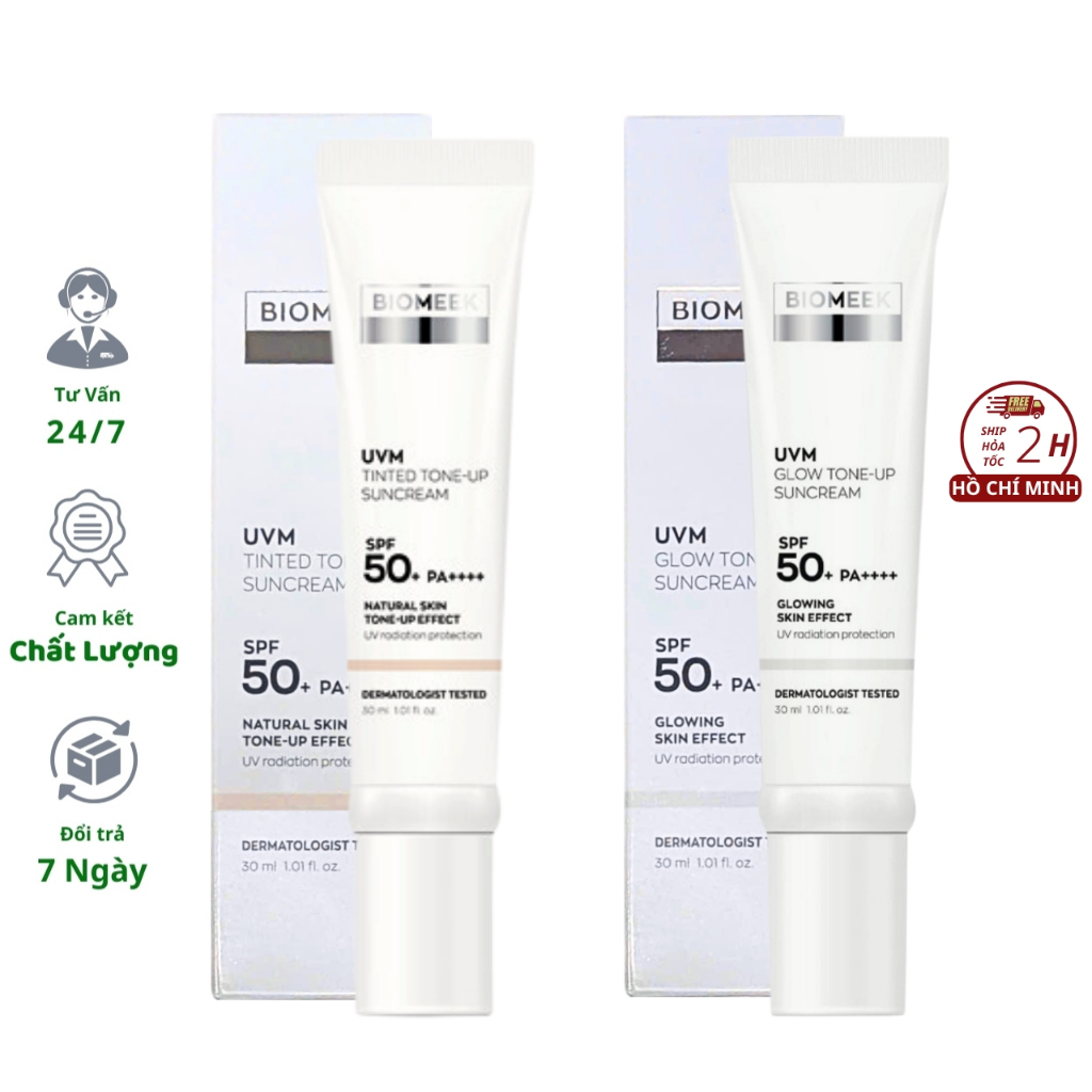 Kem Chống Nắng Biomeek UVM Glow Tone Up và Tinted Tone Up SunCream SPF50+ PA++++ 30ml Hàn Quốc ...