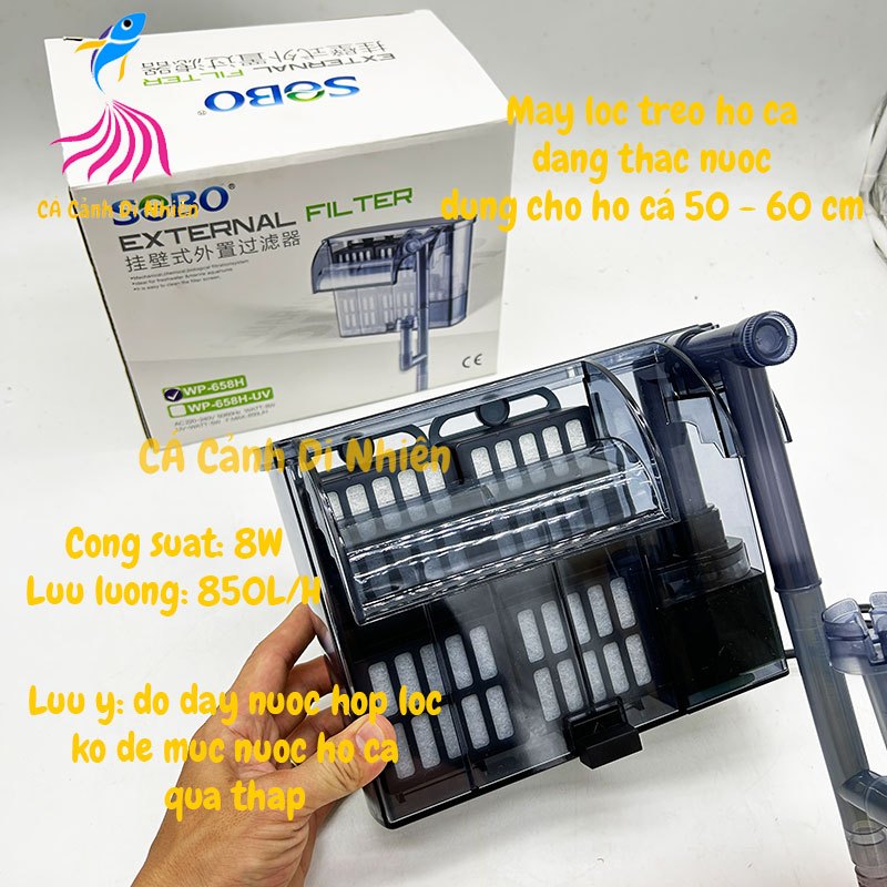 Máy lọc 2 ngăn dạng thác nước SOBO WP-658H cho hồ cá cảnh 50-60 cm - Lọc treo thác nước WP658H ...