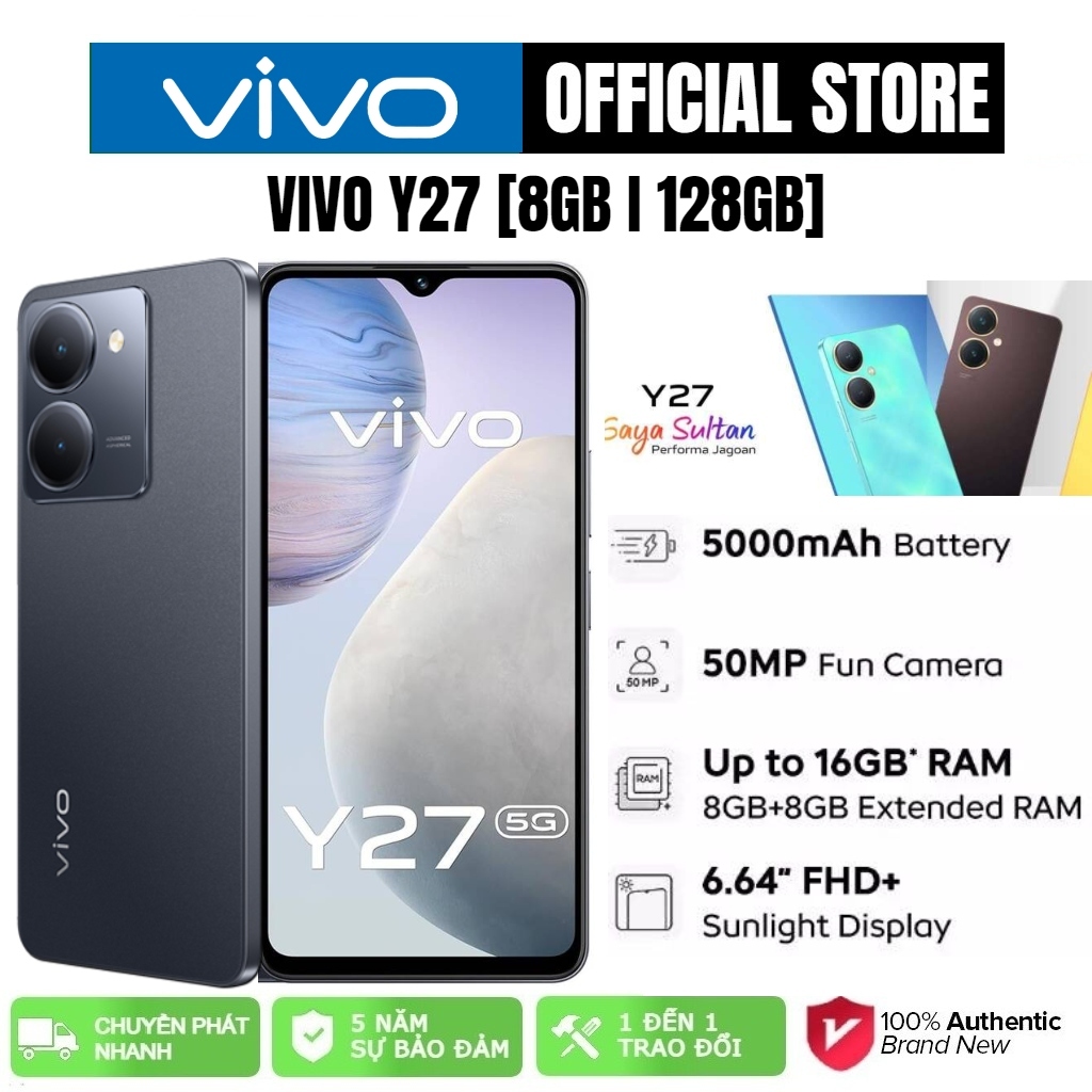 VIVO Y27 Ram 8GB Rom+128GB, màn hình 6.64 inch, pin khỏe, camera 50MP ...