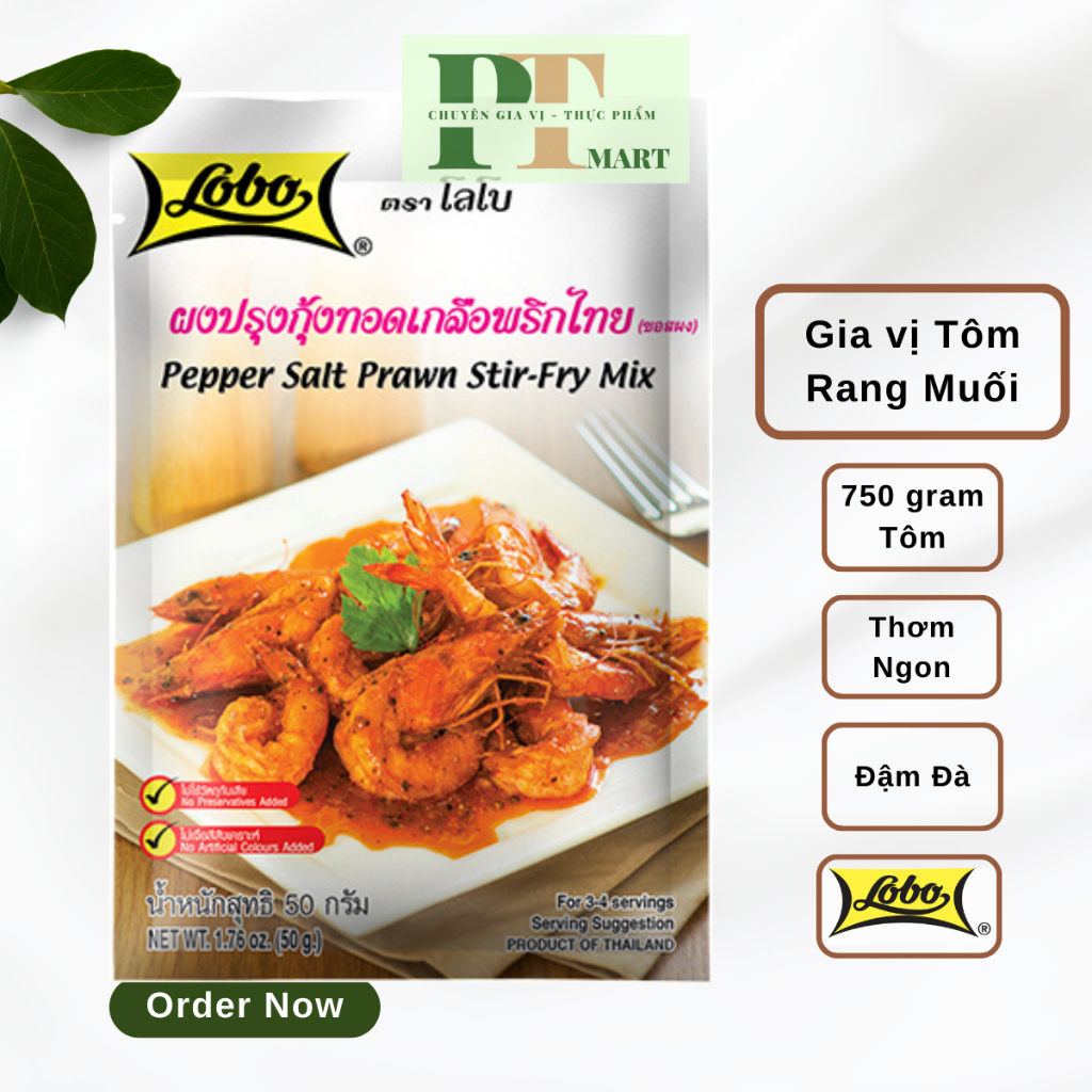 Gia vị tôm rang muối tiêu gói 50gr hiệu Lobo Thái. Pepper Salt Prawn ...