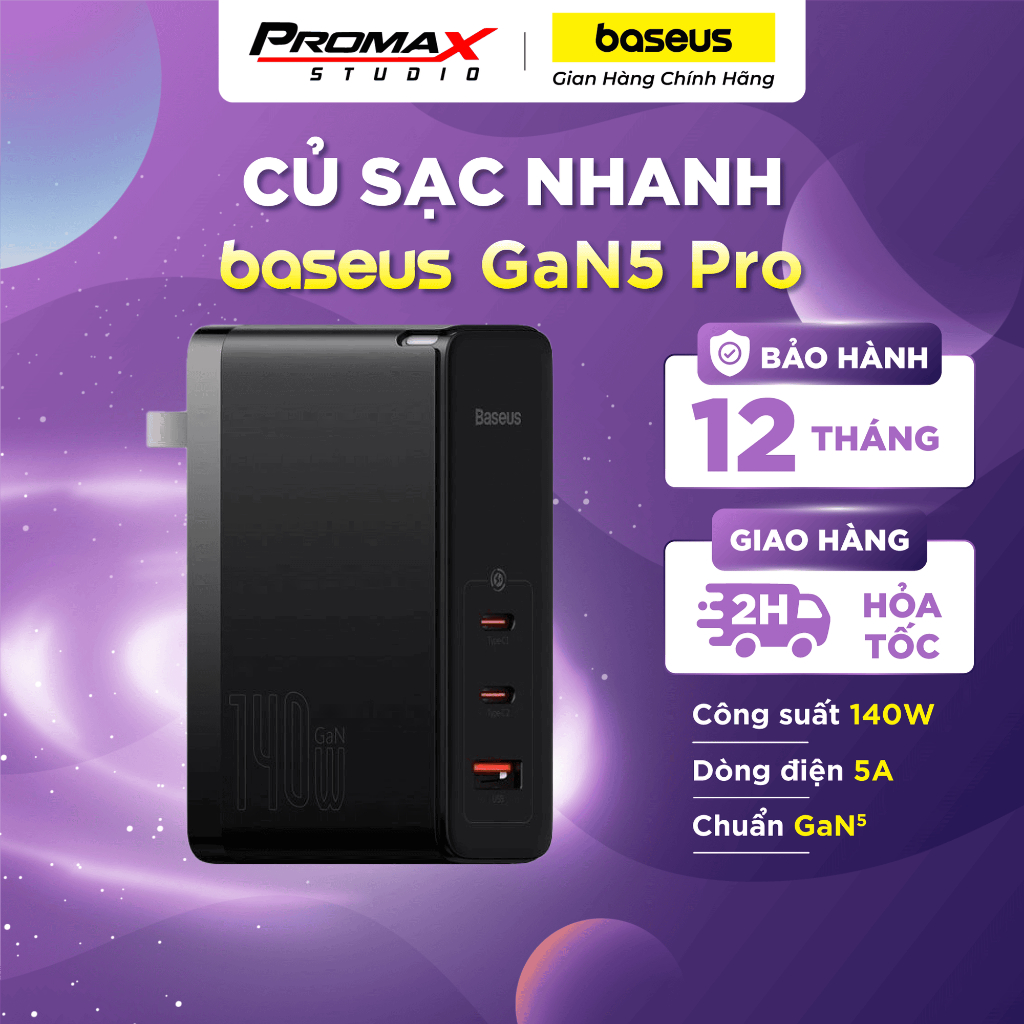 Củ Sạc Nhanh Baseus GaN5 Pro Fast Charger 140W | Shopee Việt Nam