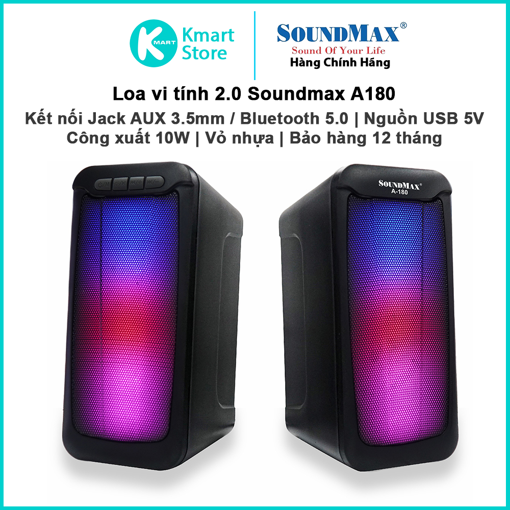 Loa Vi Tính SoundMax A180 | 2.0 10W (RMS) LED RGB / Jack 3.5mm ...