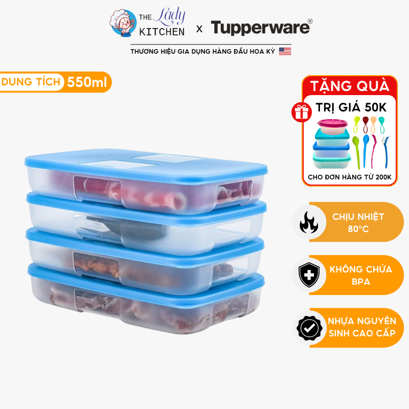 Hộp trữ đông 650ml Tupperware, Hộp Tupperware trữ đông Happy thân dẹt ...