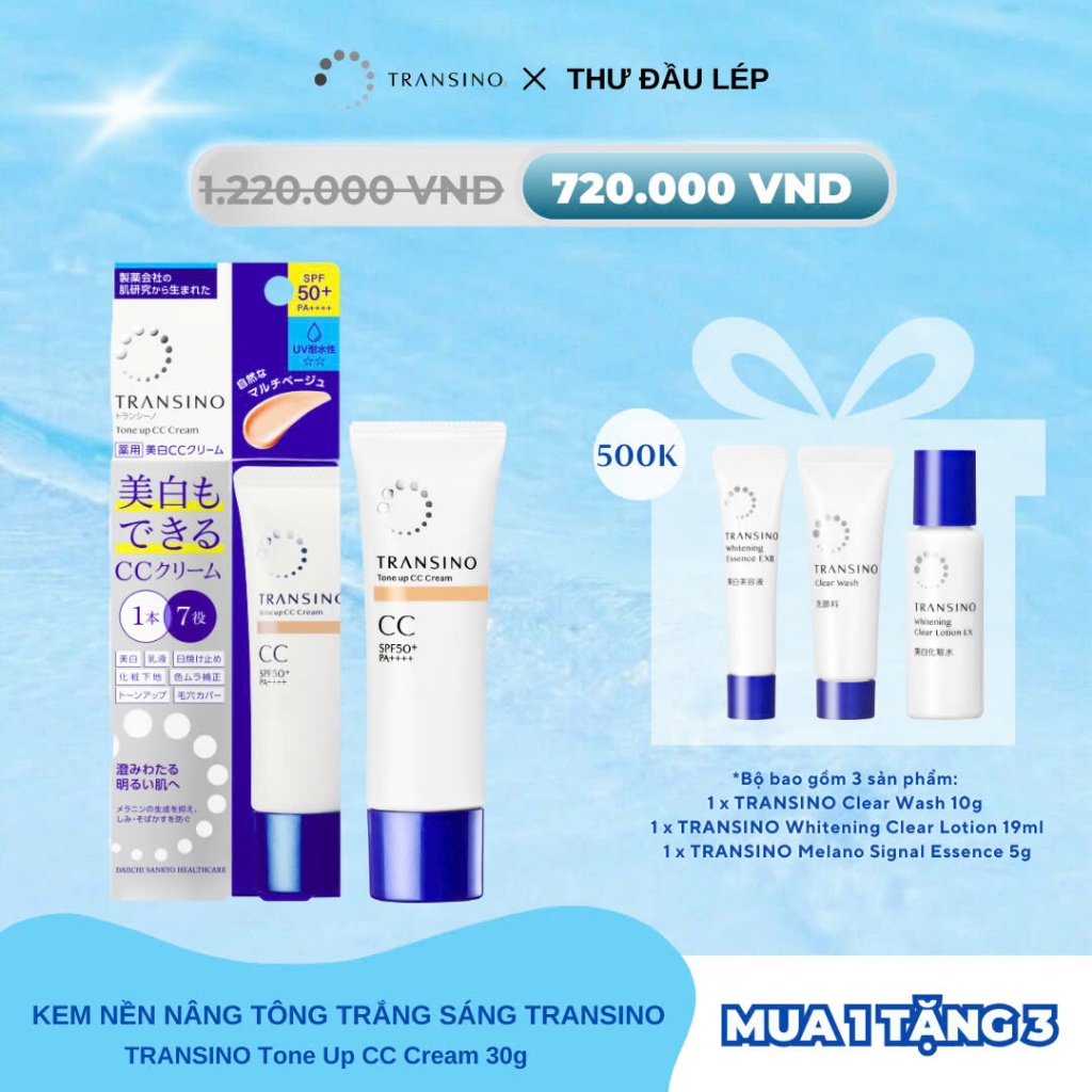Kem CC Trang Điểm Trắng Sáng Da TRANSINO - TRANSINO Tone Up CC Cream 30g | Shopee Việt Nam