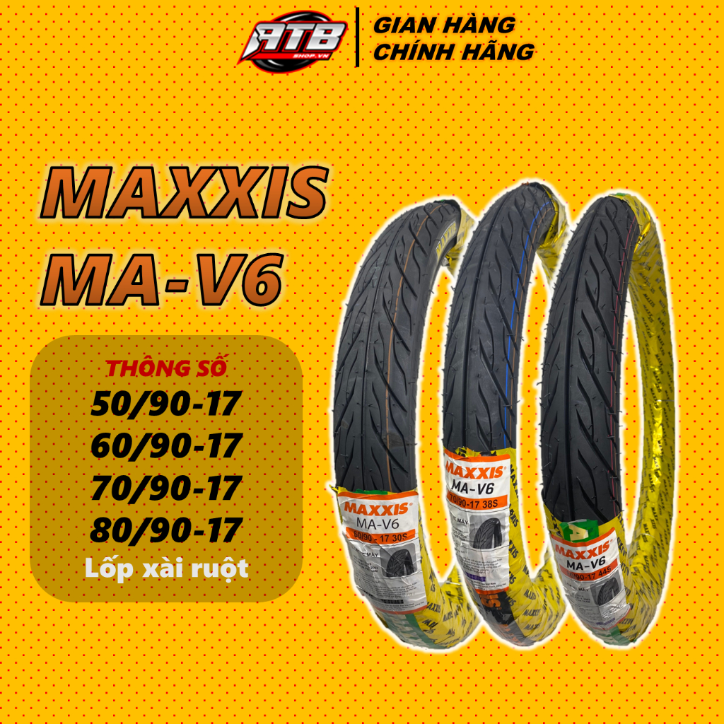 Vỏ lốp xe máy MAXXIS đủ size MA-V6 Gai xương cá 50 60 70 80 TT (Lốp xài ...