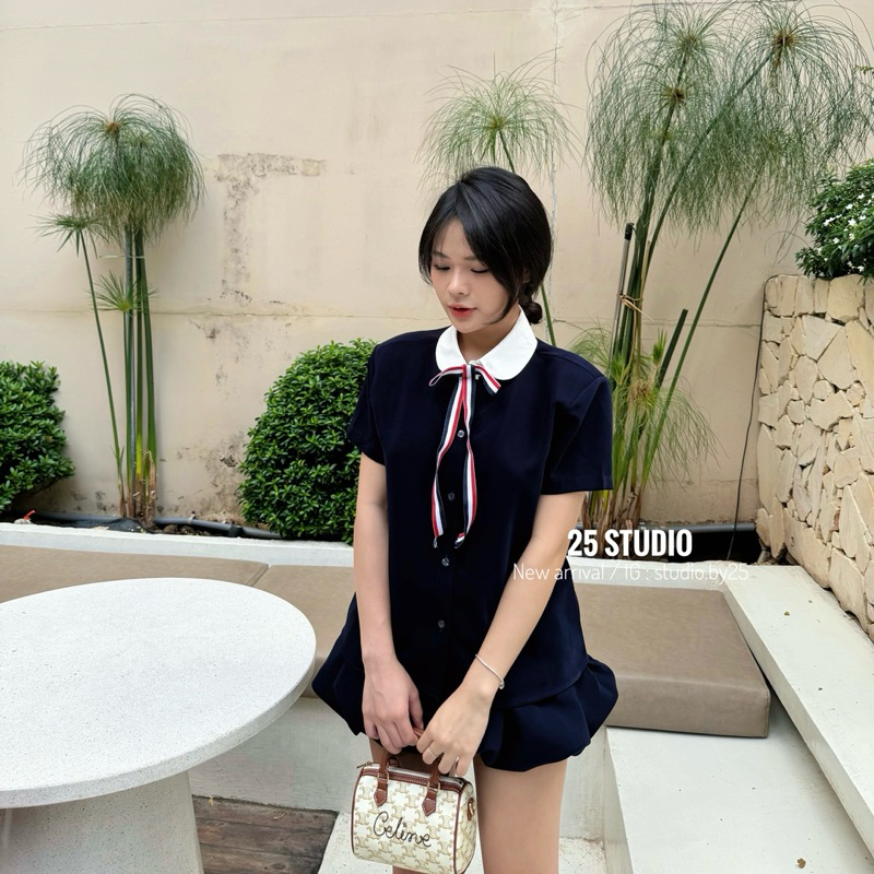 [ ẢNH THẬT ] SET CỔ REN NƠ THOM KÈM VÁY BÍ BỒNG CÓ ĐỆM VAI | by25 | Shopee Việt Nam