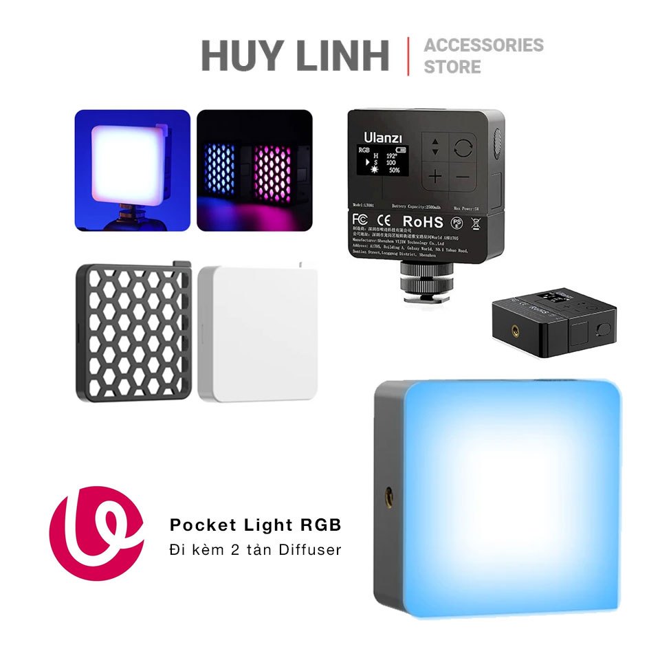 Đèn Ulanzi VL49 Pro Rechargeable Mini RGB Light - LT001 kèm tấm tản ...