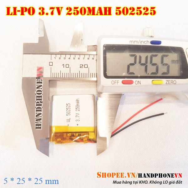 Pin Li-Po 3.7V 250mAh 502525 (Li-Polyme) cho Smartwatch,Bộ đàm,Định vị ...