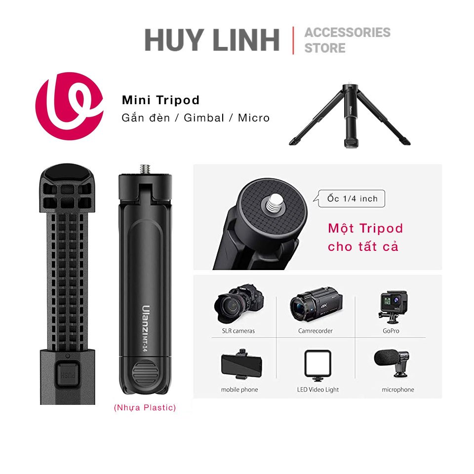Ulanzi Mini tripod MT-14 chất liệu ABS khả năng tải 2kg chính hãng ...