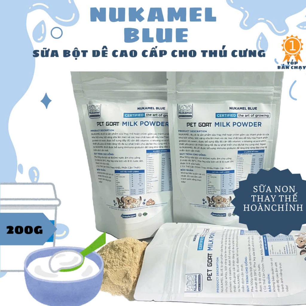 Sữa Dê bột non cao cấp NUKAMEL BLUE (400g) Cho Chó Mèo Dê Con thú cưng ...