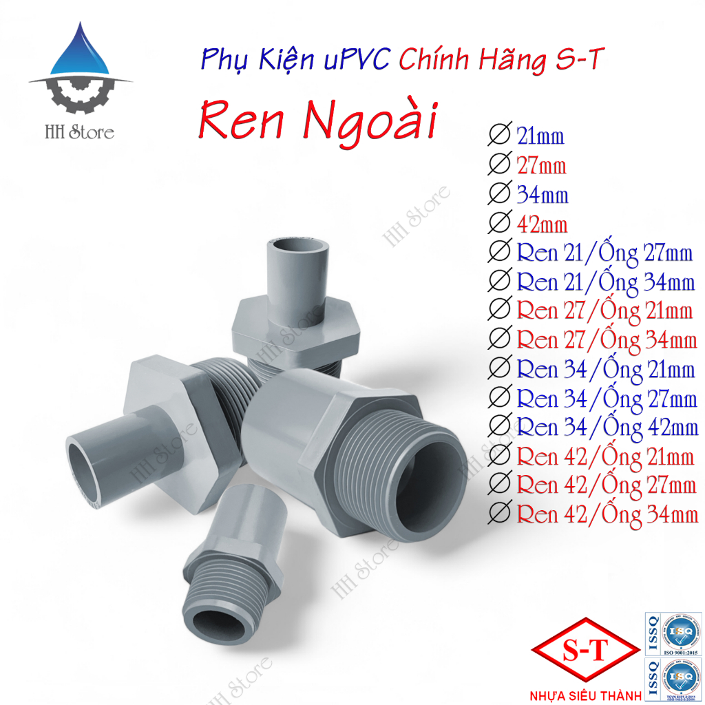 Ren Ngoài, Nối Răng Ngoài phi 21, 27, 34, 42, 21/27, 21/34, 27/21, 27/34, 34/21, 34/27, 34/42 ...