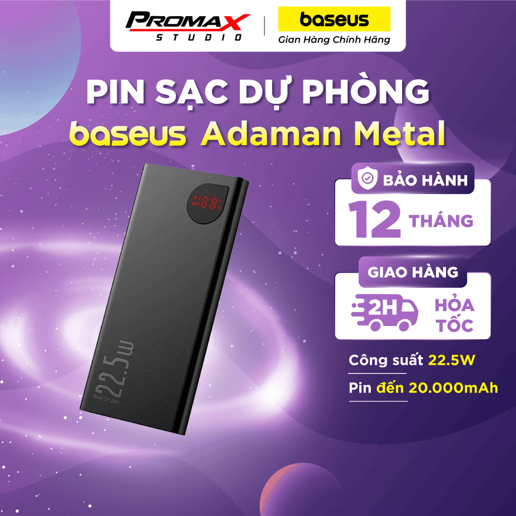 Pin dự phòng sạc nhanh Baseus Adaman Metal Digital Display Quick Charge | Shopee Việt Nam