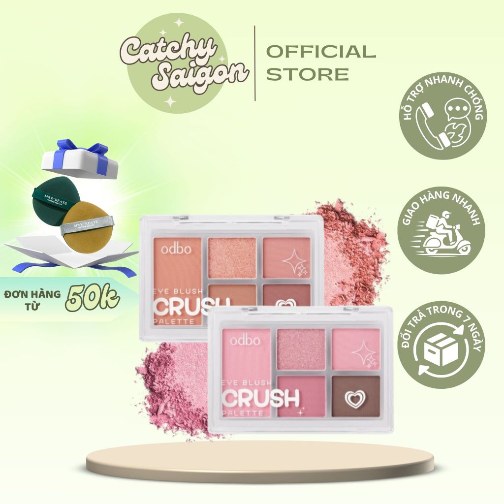 [ODBO] Bảng Phấn Mắt ODBO 5 Ô Nhũ Lì Tích Hợp Má Hồng Vỏ Trong Eye Blush Crush 6g (ODS04 ...