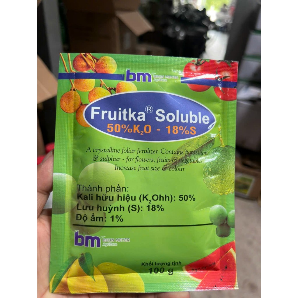 Phân Bón Lá Kali Sulphat Fruitka Soluble gói 100gram (Kali Trắng 50%K2O ...