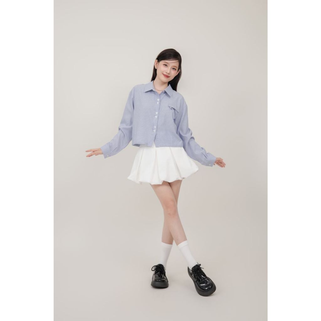 Áo sơ mi tay dài croptop túi nơ THE C.I.U - Tyson Shirt - MN04 | Shopee Việt Nam