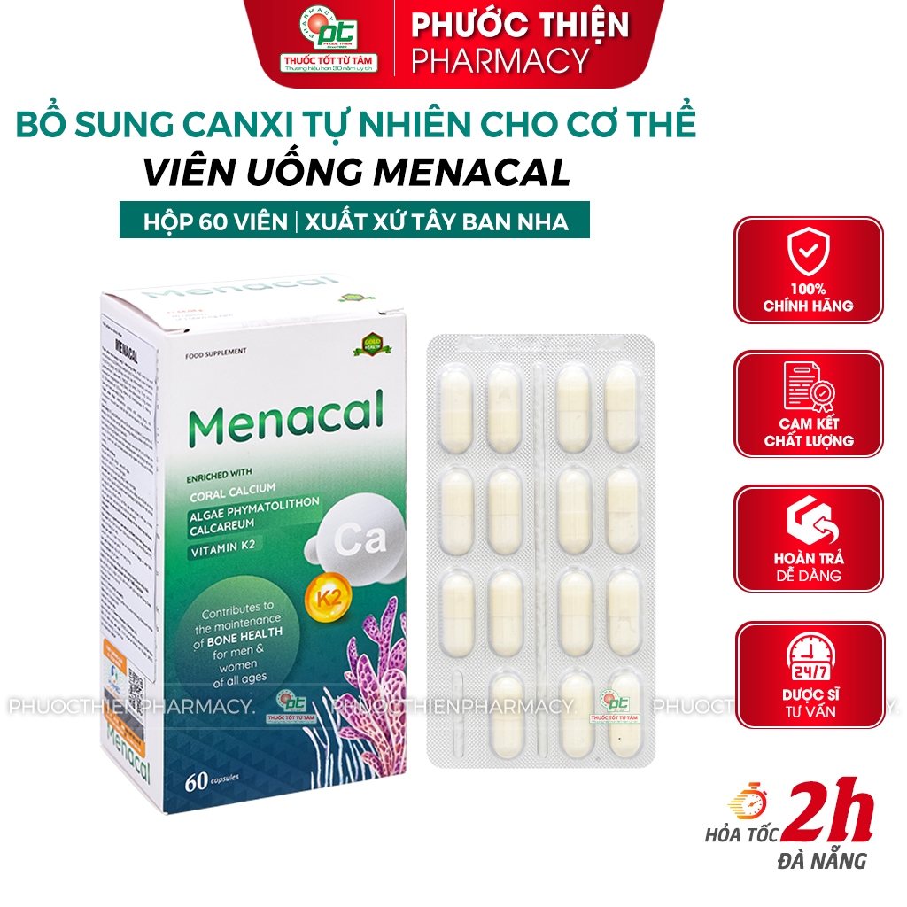 MENACAL - Bổ sung Canxi hữu cơ Tảo biển canxi cho bà bầu Không gây nóng trong hộp 60 viên ...