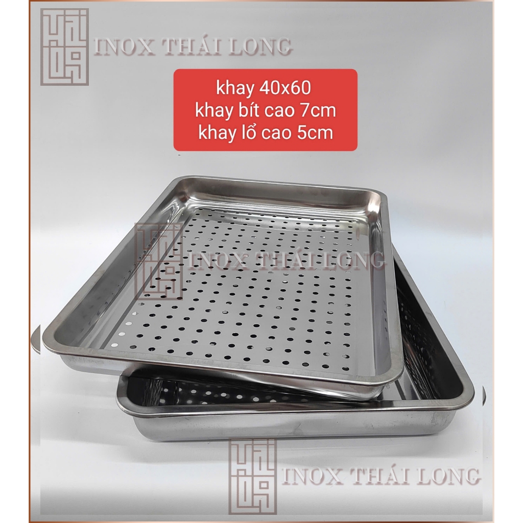 Khay inox tủ cơm/ khay hấp inox 40x60cm khay thủng và khay đặc [Có sẵn ...