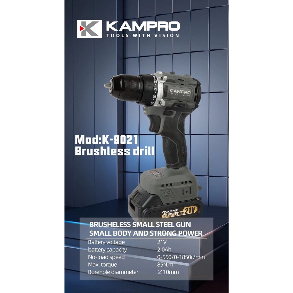 Máy Khoan Pin đầu 10 Từ KAMPRO K-9021 Động cơ từ không than cò vô cấp ...