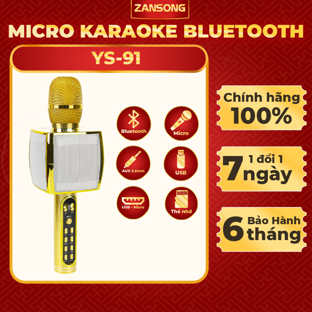 Micro kèm loa bluetooth karaoke GrownTech YS91 hỗ trợ ghi âm | Shopee ...