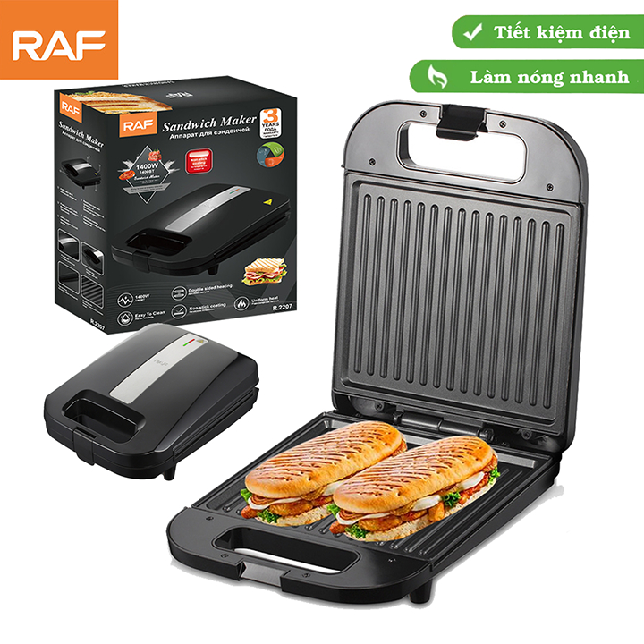 Máy ép bánh mì, máy kẹp bánh mỳ khuôn đôi 2 bánh RAF 1400W [BH 12 Tháng] | Shopee Việt Nam