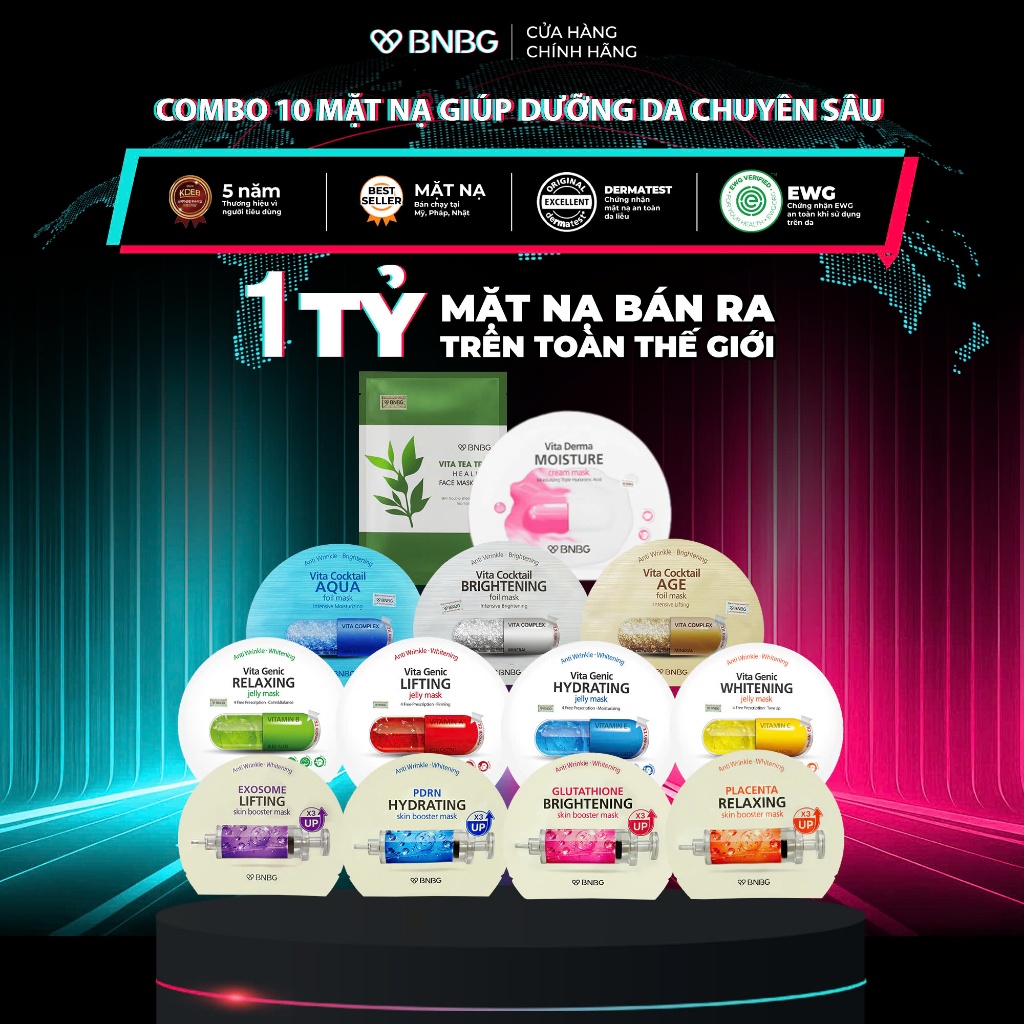 Mặt Nạ MIX Đủ Bộ Dưỡng Da Chuyên Sâu BNBG Mask 30g x10 | Shopee Việt Nam