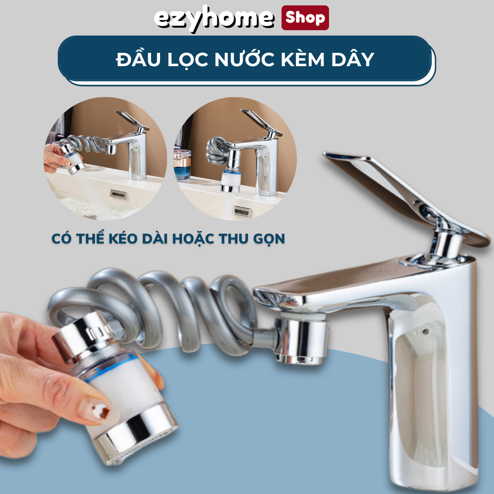 Đầu Vòi Lọc Nước Kèm Dây Lọc Tạp Chất, Clo Dư, Cặn Bẩn Có Trong Nước ET050 EZYHOME | Shopee Việt Nam