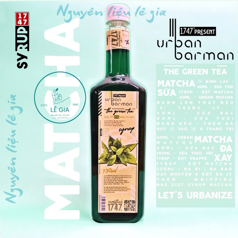 Syrup Trà Xanh | Matcha - Urban Barman chai 730ml - Siro | Shopee Việt Nam