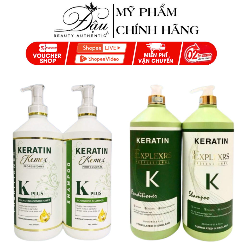 Cặp Dầu Gội Xả K Explexrs keratin 2000ml | Giảm Rụng Tóc, Kích Mọc Tóc, Phục Hồi Tóc Hư Tổ ...