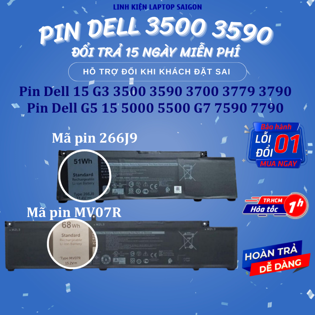 Pin Dell 266J9 MV07R Pin Dell 15 G3 3500 3590 3700 3779 3790 Pin Dell ...