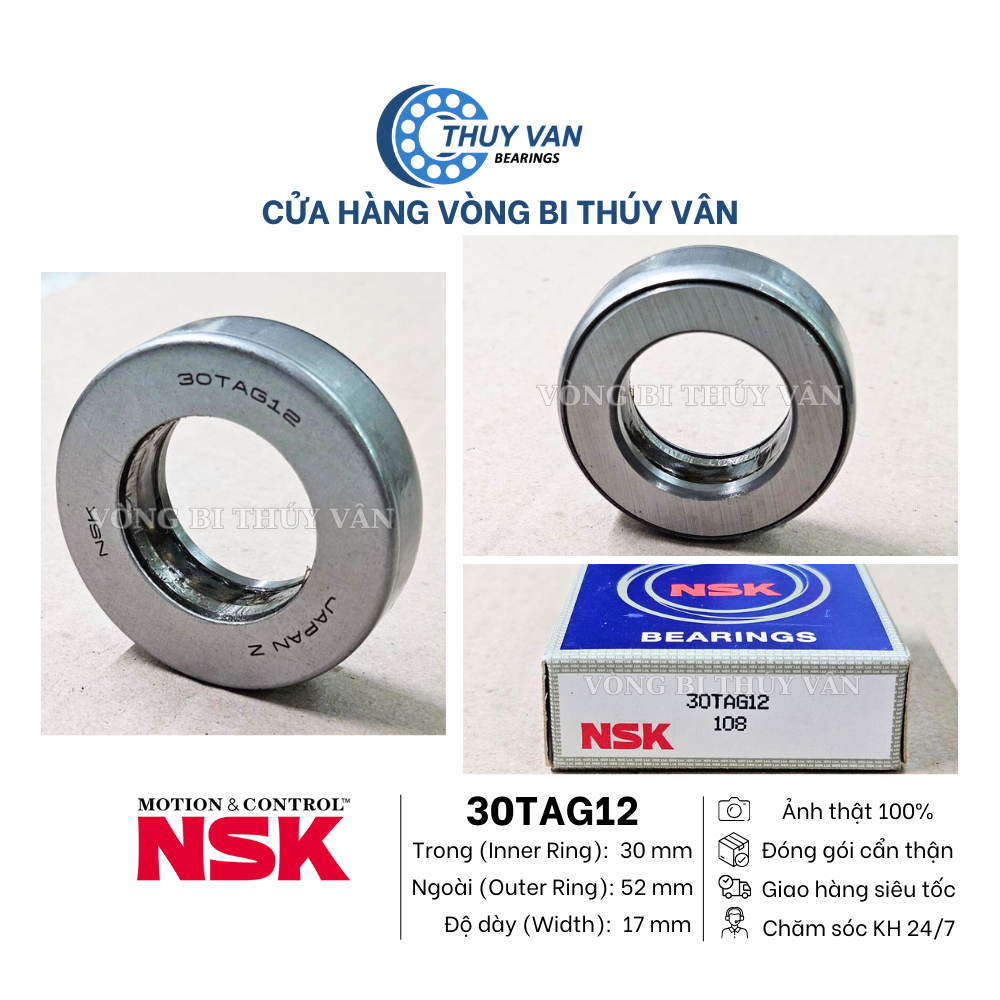 Vòng bi bạc đạn chà, tỳ, bi cầu, hạt tròn xe nâng 30TAG12 (30x52x17 ...