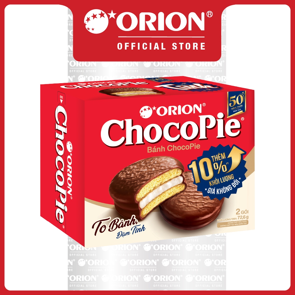 Hộp 2 gói bánh Chocopie Tình Orion 72.6g (36.3g x 2 gói/hộp) | Shopee ...