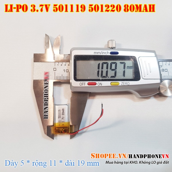 Pin Li-Po 3.7V 80mAh 501119 501120 (Li-Polymer) cho tai nghe Bluetooth ...
