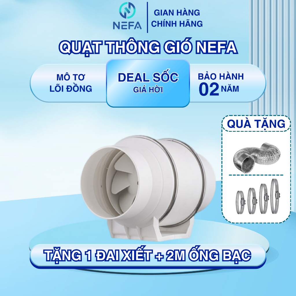 [Chính hãng] Quạt thông gió hút mùi NEFA HF100-HF300 - Hút mùi bếp, khử khói, giảm ẩm, thông ...
