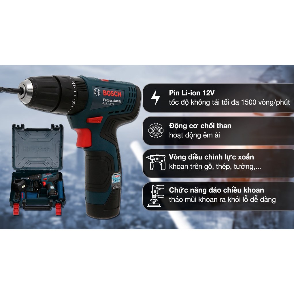 Máy khoan động lực pin Bosch GSB 120-LI 12V | Shopee Việt Nam