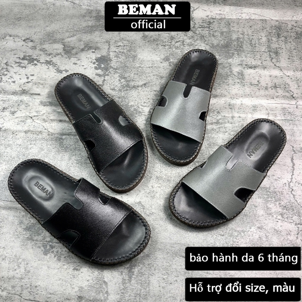 Dép doctor da bò Beman DBM45, quai dép da bò nguyên tấm, đế kếp đúc ...