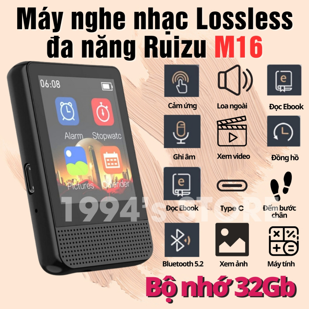 Bản 2025 Máy Nghe Nhạc Ruizu M16 Lossless - Bộ nhớ 32Gb - Bluetooth 5.2 ...