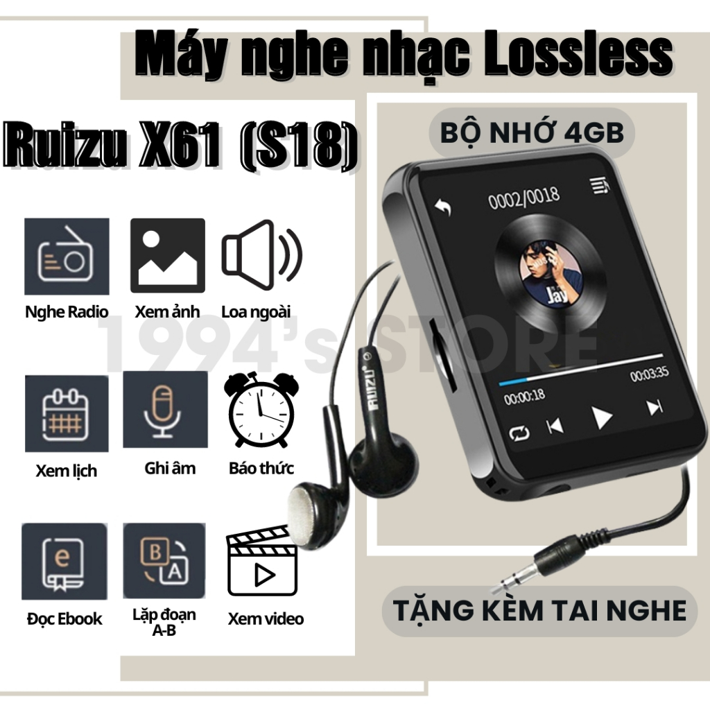 Máy nghe nhạc lossless, thể thao, loa ngoài, Ruizu X61 (S18, M4) - Bộ ...