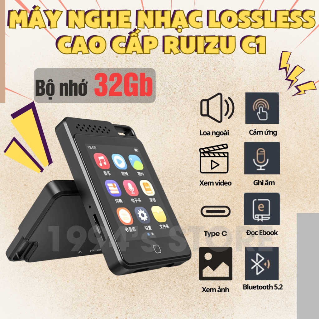Bản 2026 Máy Nghe Nhạc Ruizu C1 Lossless - Bộ nhớ 32Gb - Bluetooth 5.2 ...