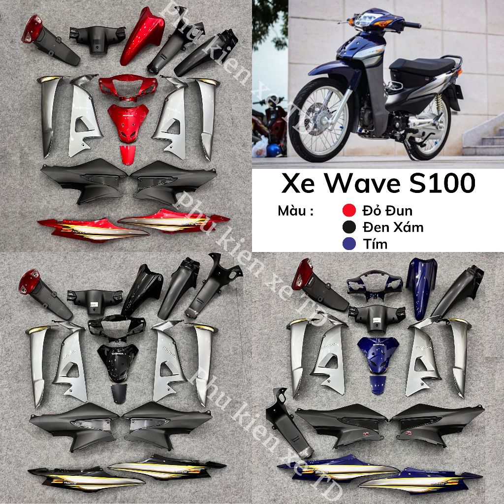 Dàn Áo Wave S100 Nguyên Sinh ABS [Tặng Tem 3 Lớp] - Bộ Nhựa Wave S100 ...