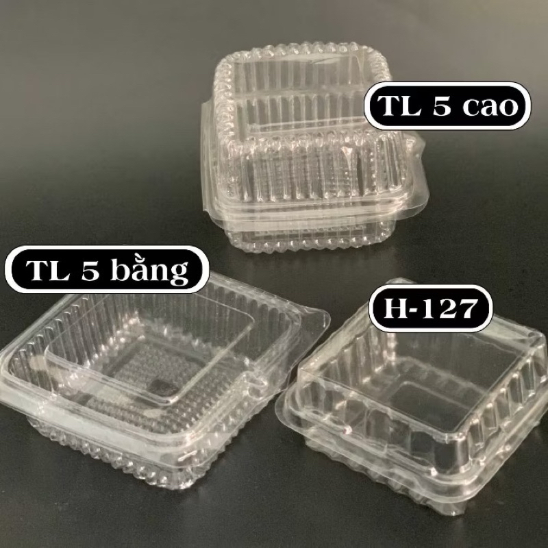 100 Hộp H127 nhựa cứng đựng bánh trung thu 200G, râu câu 10cm, xôi ...