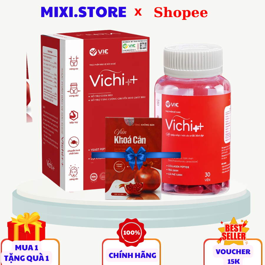 Giảm cân Vichi+ hộp 30 ngày tặng kèm 30v Viên khoá giảm 7-10kg hỗ trợ cơ địa chai lờn - mixi ...