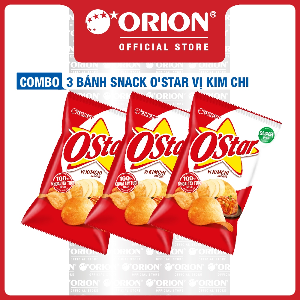 Combo 3 bánh snack o'star vị kim chi Hàn Quốc 55G | Shopee Việt Nam