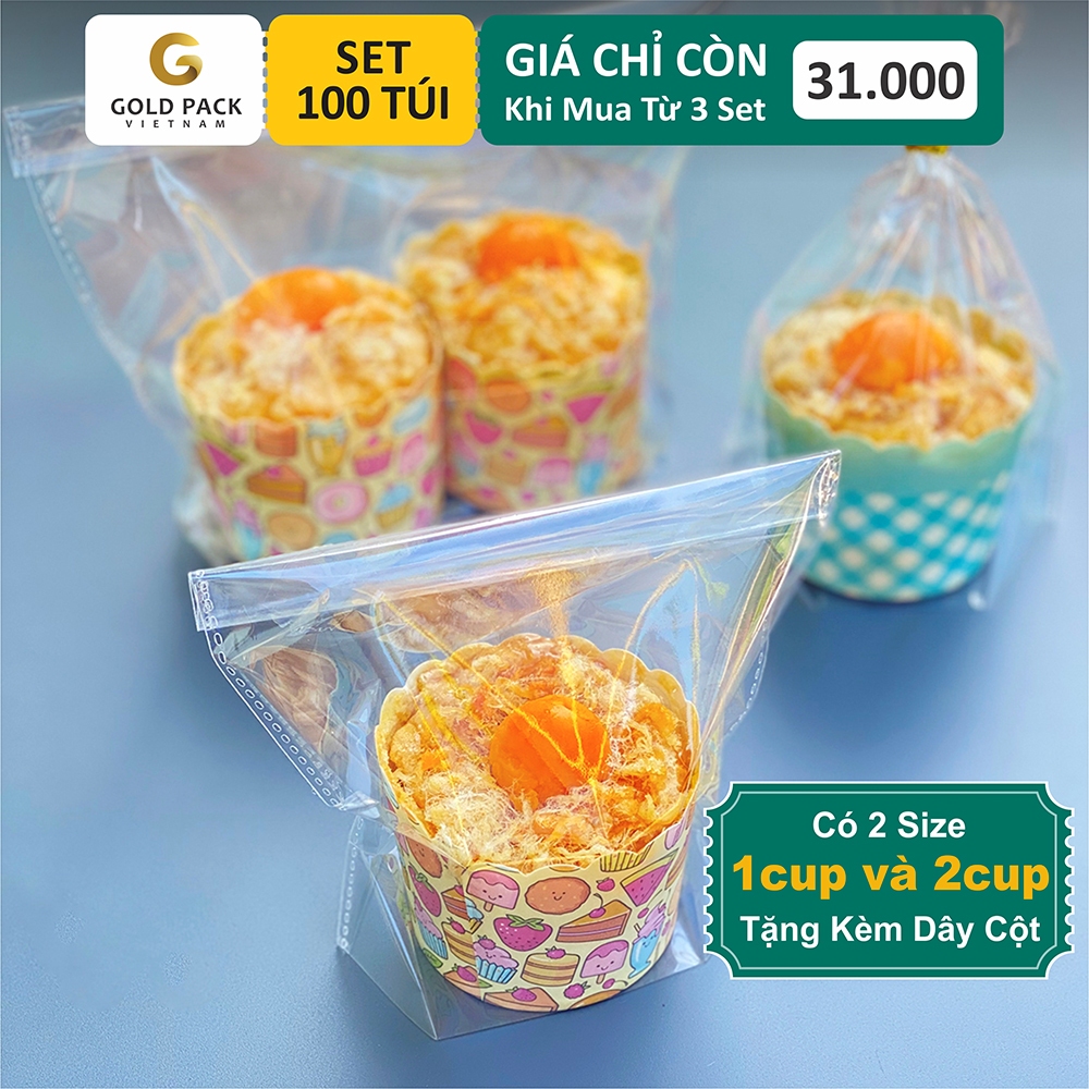 Set 100 Túi Đựng Cupcake, Bông Lan Trứng Muối [Gold Pack Viet Nam ...