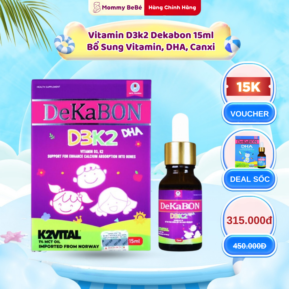 Vitamin D3 K2 DHA Dekabon 15ml - Bổ Sung Vitamin DHA Canxi giúp hấp thu ...