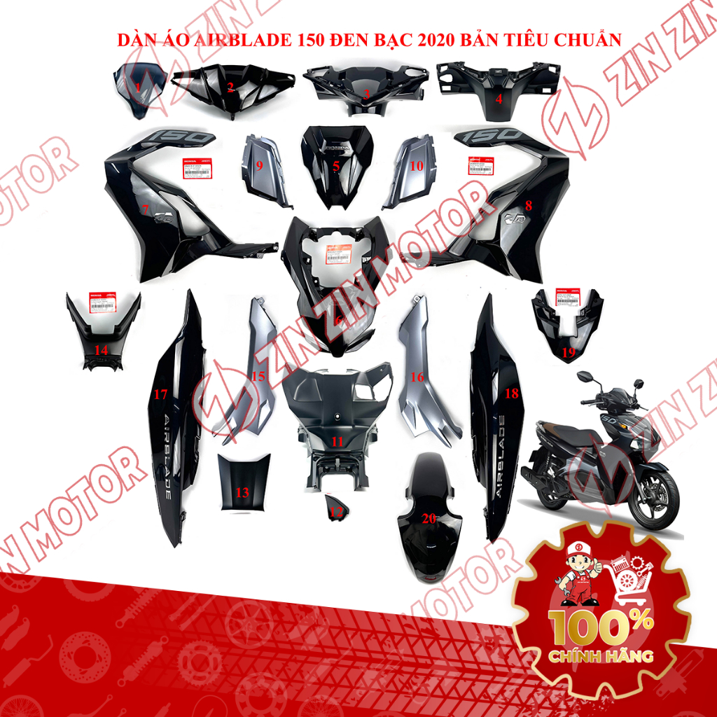 Dàn Áo AB 2020, AirBlade 150 Đen Bạc 2020 Phiên Bản Tiêu Chuẩn Chính ...