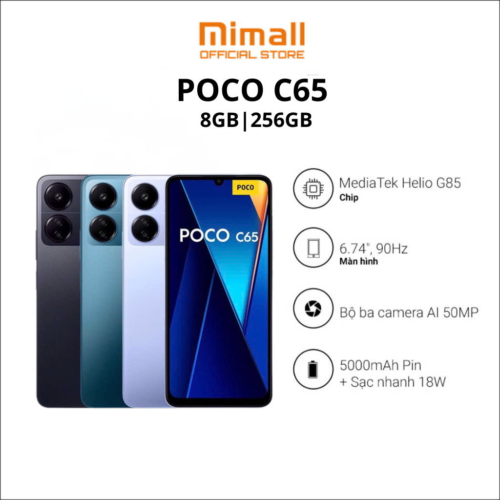 Điện thoại POCO C65 (8GB/256GB) 6.71" IPS LCD HD+ | Helio G85 | Pin ...