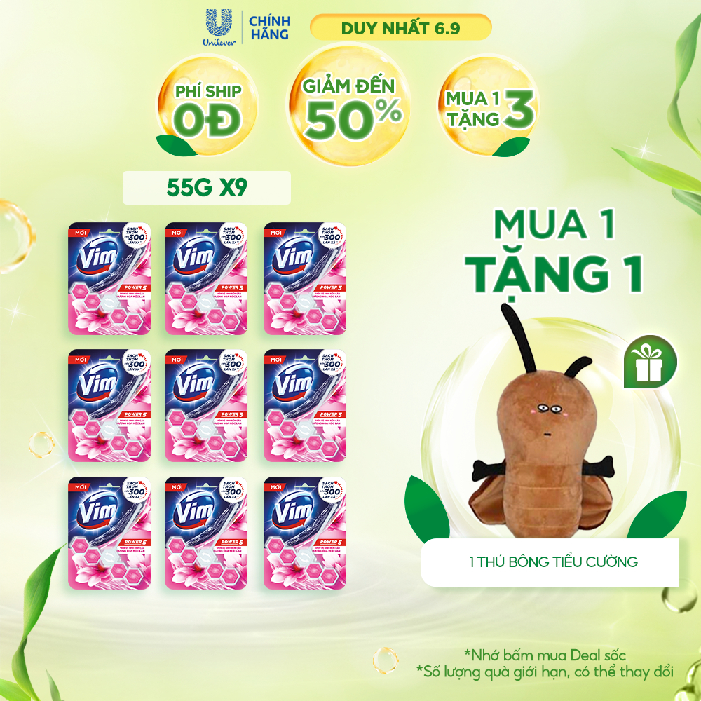Combo 9 Viên Tẩy Bồn Cầu Vim Power 5 Sạch Khuẩn Thơm Mát (Hương ...